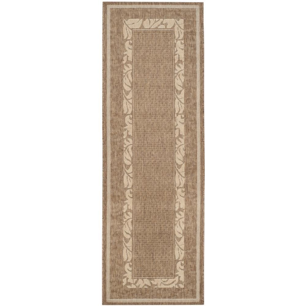 SAFAVIEH Courtyard Brown/Natural 2 ft. x 7 ft. Border Indoor/Outdoor ...