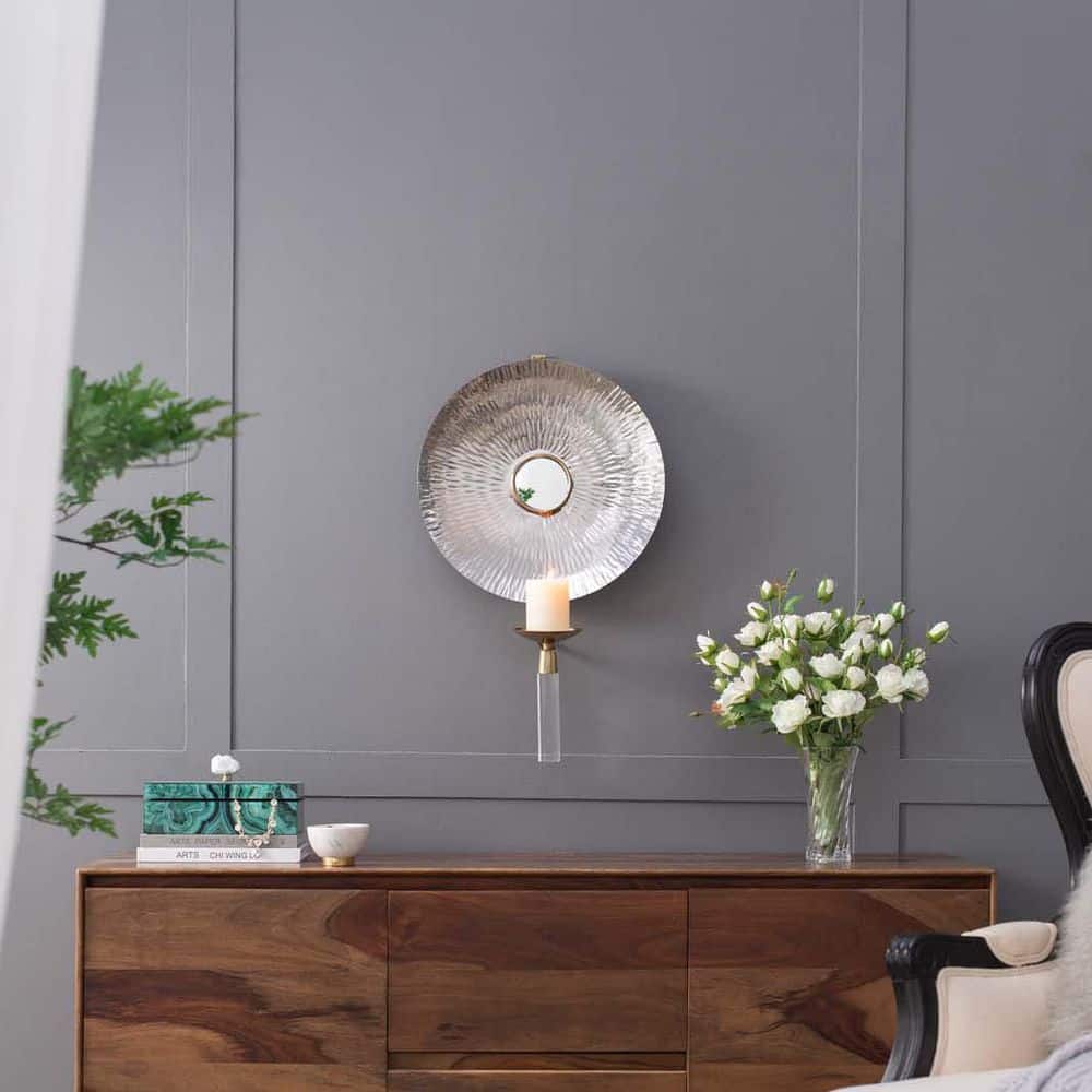 YESSKY DOWELL ENTER LLC 17 in. x 27 in. Gold Metal Work Textured Disc ...