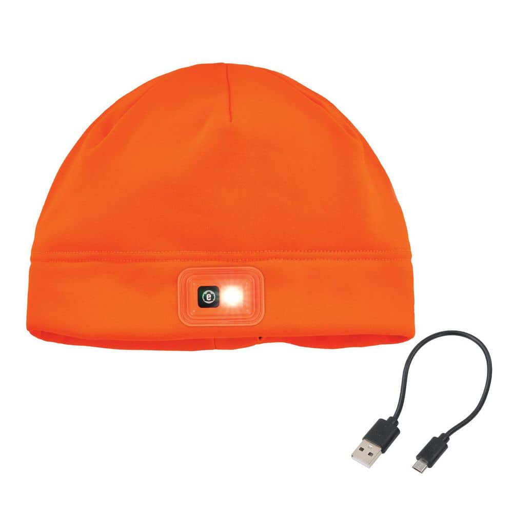 Ergodyne N-Ferno 6801 Orange Winter Skull Cap with LED Rechargeable ...