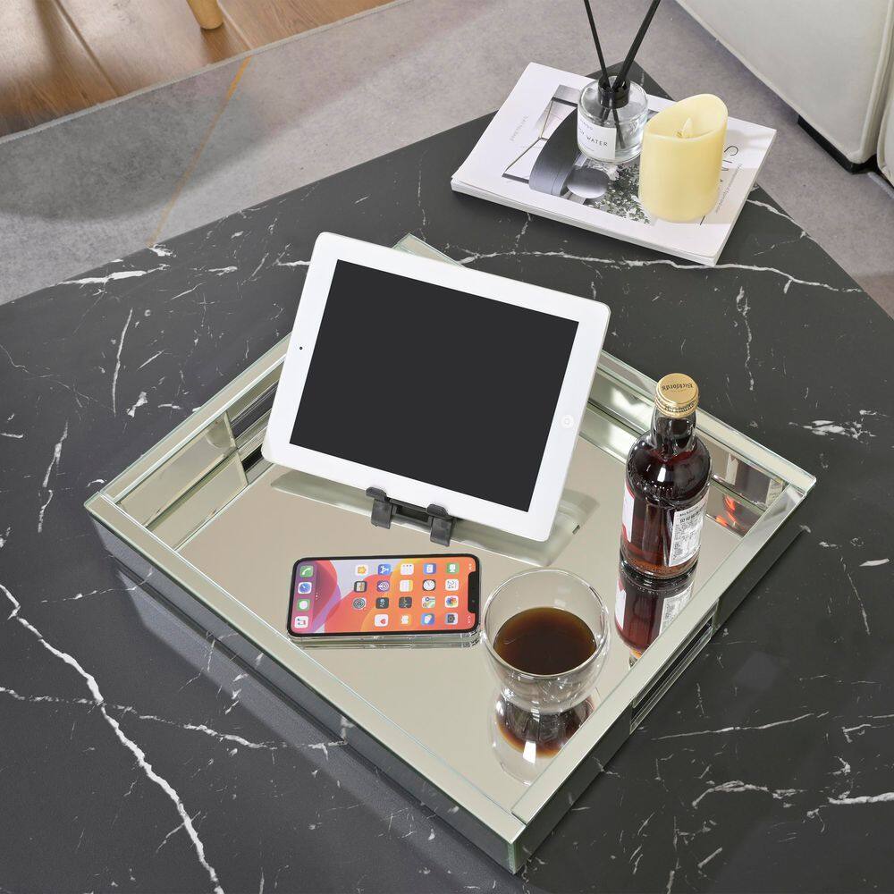 THKSHOUZ Silver Mirrored Glass Decorative Tray (Single Piece) SF-MP180 ...