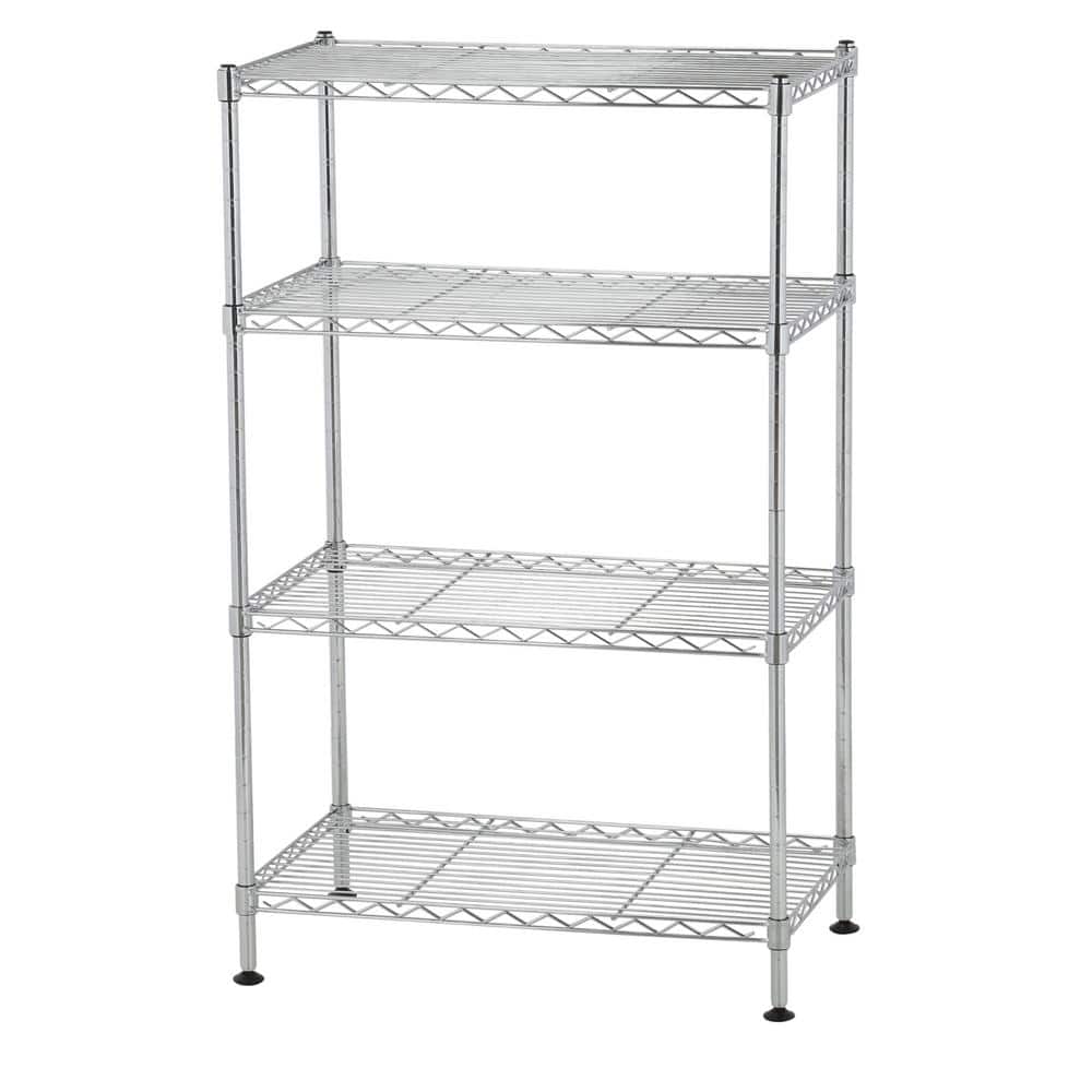 Sandusky Chrome 4-Tier Heavy Duty Steel Garage Storage Shelving Unit ...
