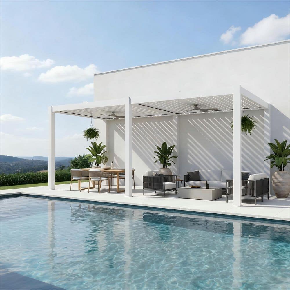 Mondawe 10 ft. x 22 ft. White Aluminum Outdoor Solar-Powered Electric ...