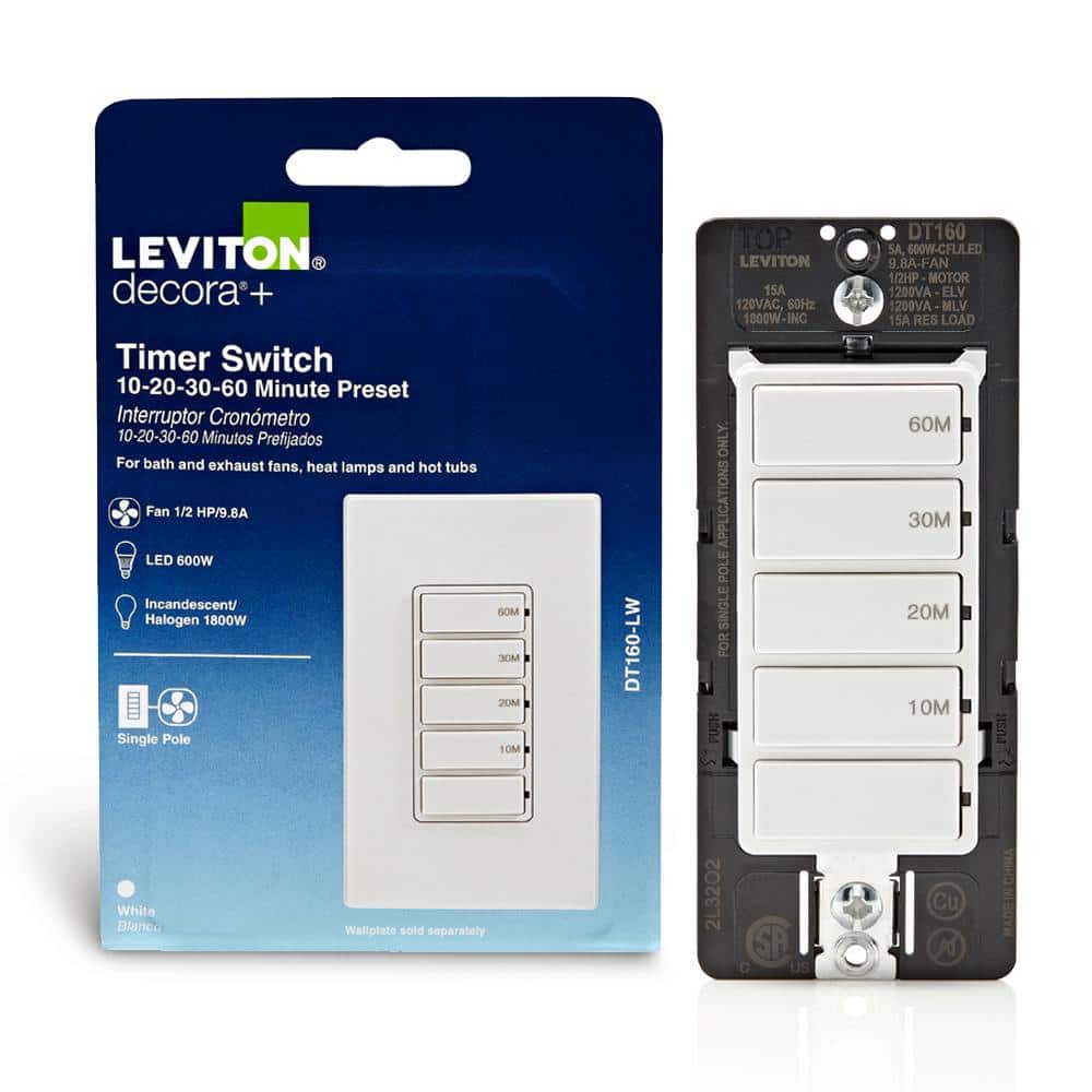 Leviton Decora 15A 60-Minute Indoor In-Wall Countdown Timer Switch 1/2 ...