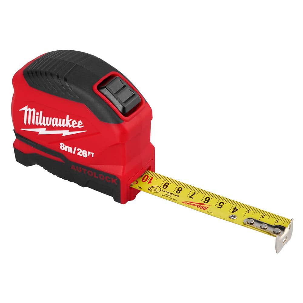 Milwaukee 8m/26 ft. Compact Auto Lock Tape Measure 48-22-1826 - The ...