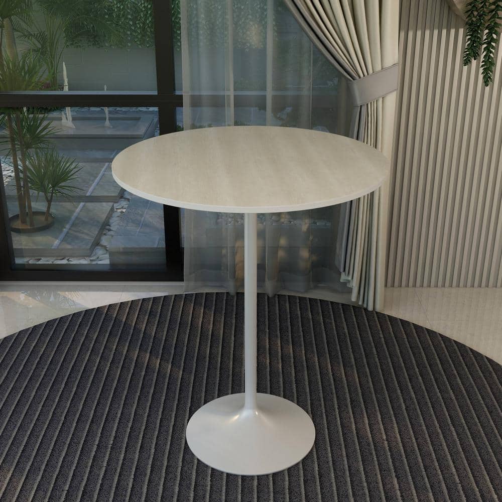 Leisuremod Round 36 in. Bar Height Dining Table with MDF Top and White ...
