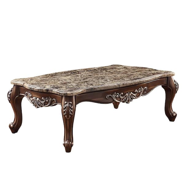 Acme Furniture Latisha 57 in. Marble Top and Antique Oak Rectangle ...