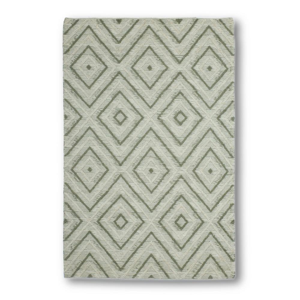 Hand Woven Ivory & Green High/Low Diamon Trellis Jute Rug by Tufty Home ...