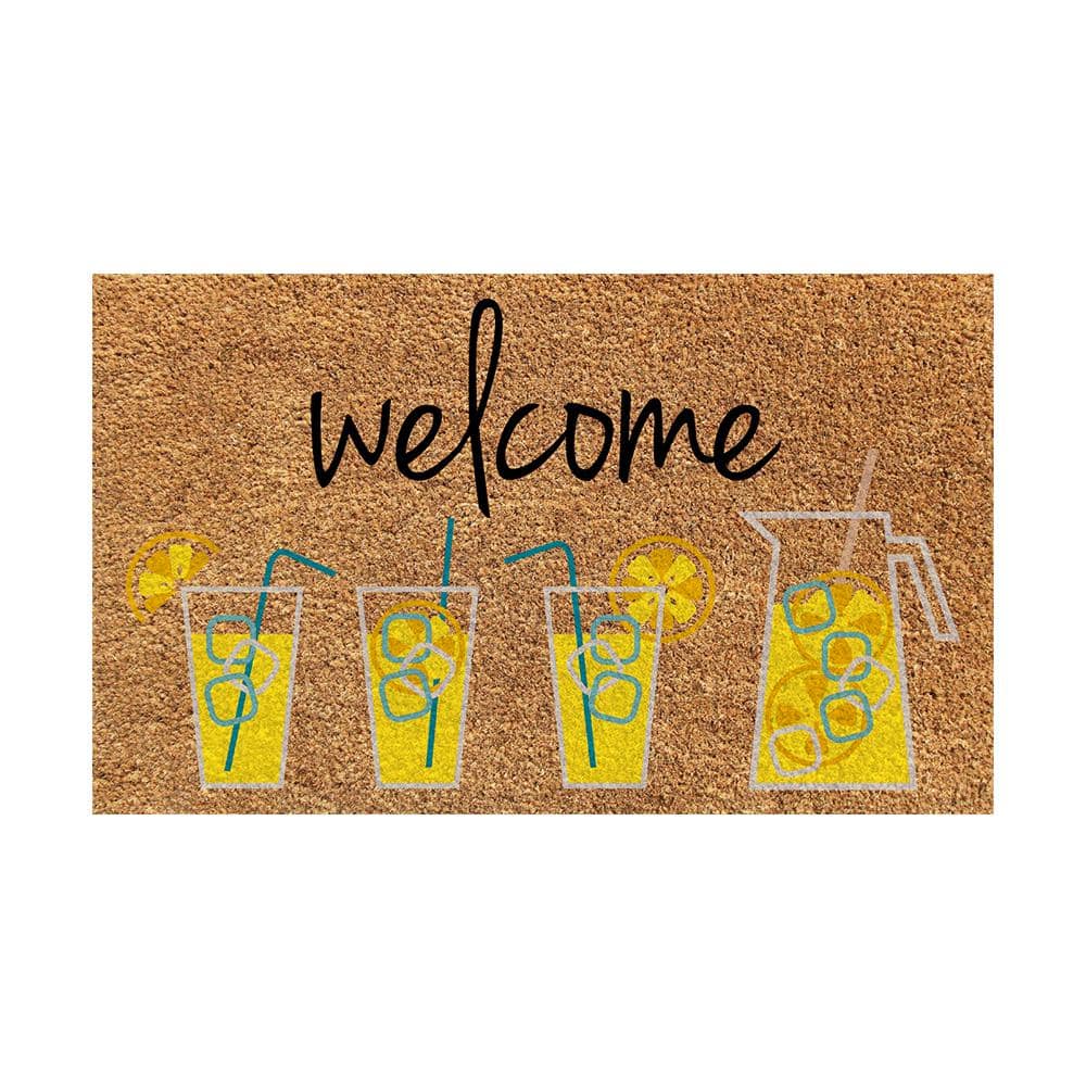 TrafficMaster Printed Lemon 18 in. x 30 in. Vinyl Backed Natural Coir ...