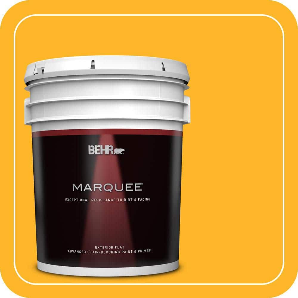 BEHR MARQUEE 5 gal. #P260-7 Extreme Yellow Flat Exterior Paint & Primer ...