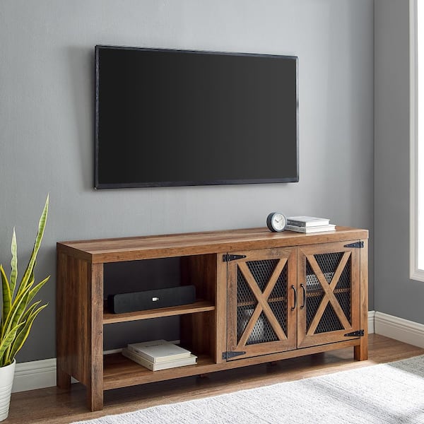 Walker Edison Furniture Company 58 in. Rustic Oak Composite TV Stand 64 ... Walker Edison Furniture Company 58 in. Rustic Oak Composite TV Stand 64 ...