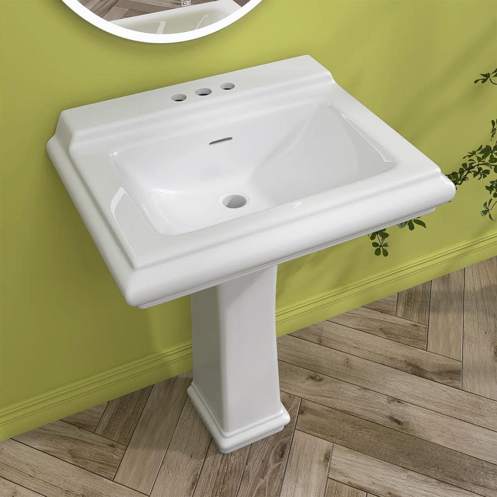 NTQ Vintage 26 in. White Vitreous China Rectangular Vessel Sink Ceramic ...