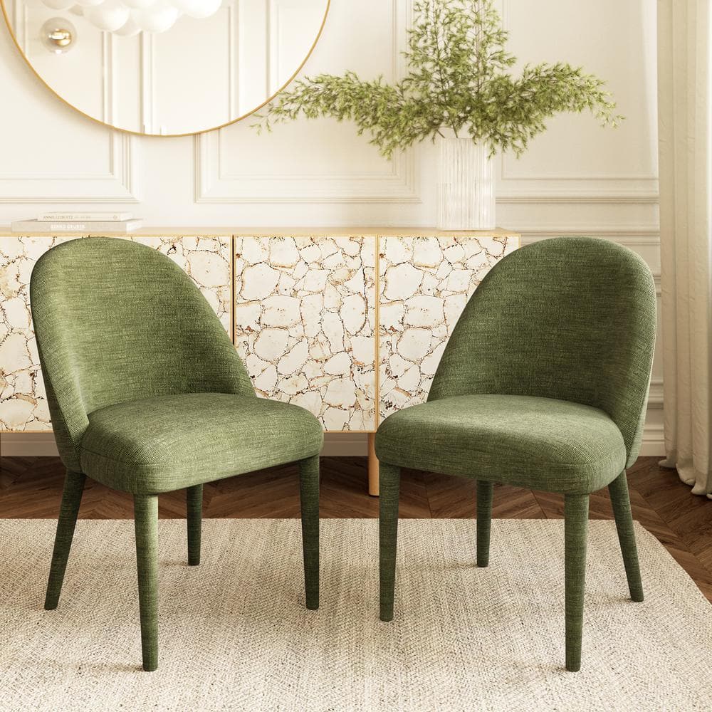 Poly and Bark Labin Moss Green Fabric Dining Chair (Set of 2) DI-E211 ...