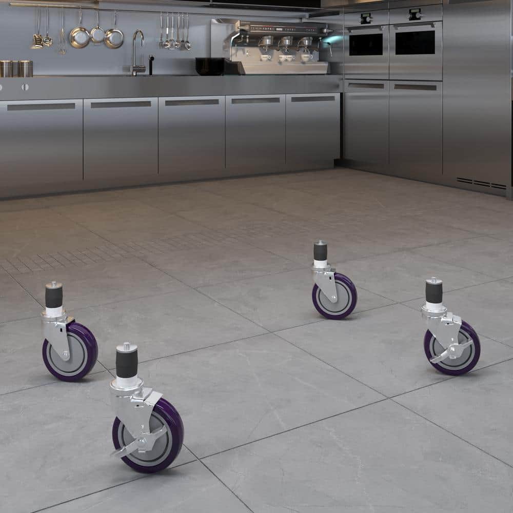 AMGOOD 5 in. Expanding Stem Caster Wheels for Kitchen Utility Table, Swivel Durable Wheels - Set ...
