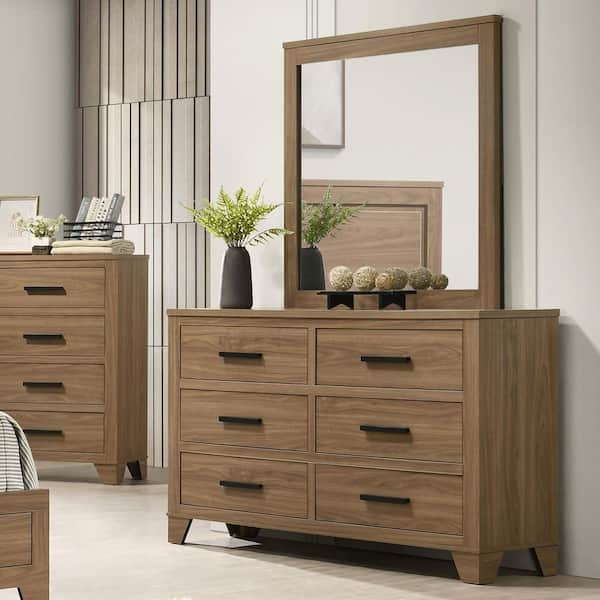 Furniture of America Musa Chestnut Brown 6-Drawer 58 in. Dresser with ...