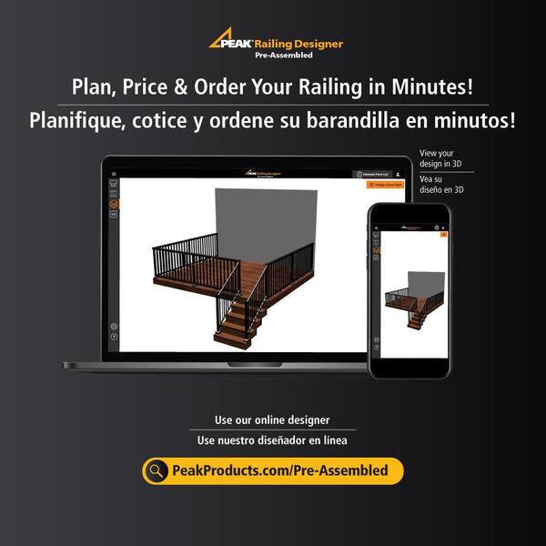 PEAK Aluminum Railing 36 in. H x 5-11/16 in. W Matte Black Aluminum ...