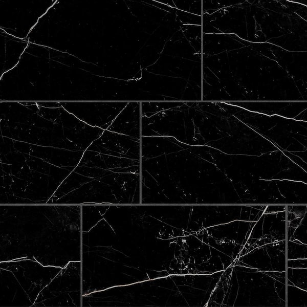 Corso Italia Impero Black 12 in. x 24 in. Marble Look Porcelain Floor ...