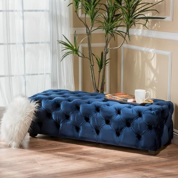 Navy tufted ottoman store