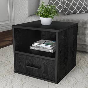 Lavish Home Gray Modular Cube End Table with Drawer HW0200204
