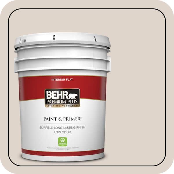 BEHR PREMIUM PLUS 5 gal. #N230-1 Castle Beige Flat Low Odor Interior ...