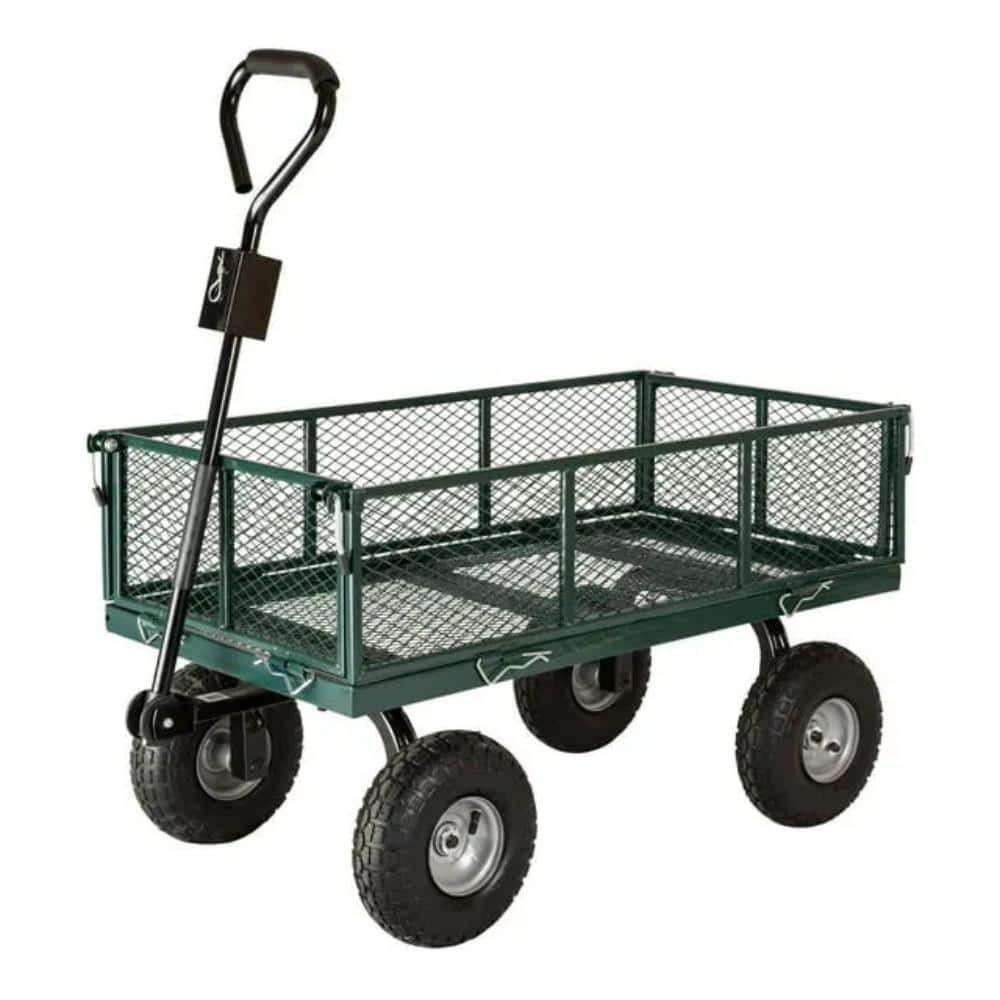 Mr. Garden 7.8 cu. ft. Metal Garden Cart 700 lbs. Capacity Removable ...