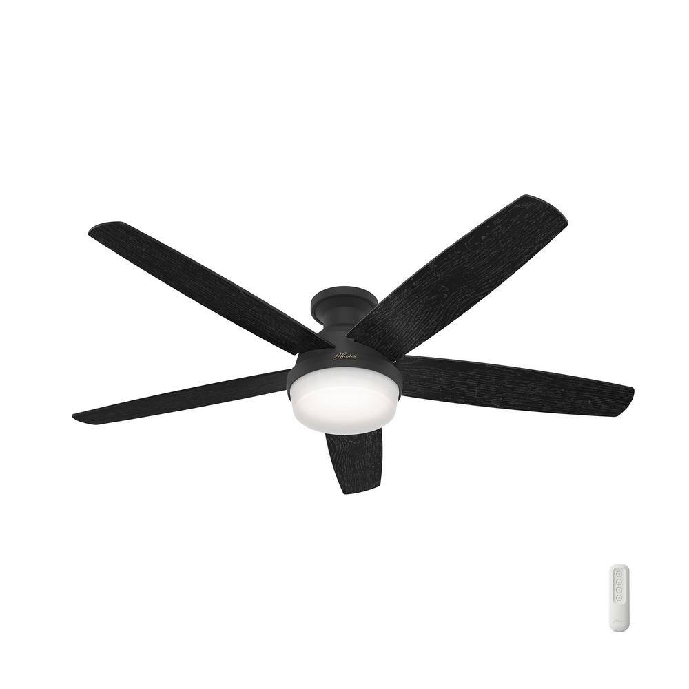 Hunter Salido 52 in. Indoor Matte Black LED Ceiling Fan with Light Kit ...