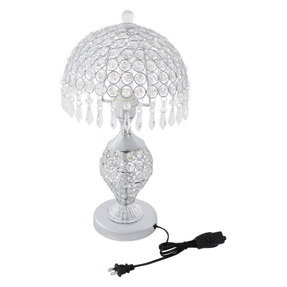 OUKANING 18.11 in. Silver Modern Luxury Decorative Crystal Plug-In ...
