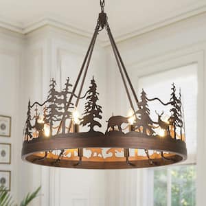 6-Light Black Ambient Rustic Chandelier Farmhouse Hanging Ceiling ...