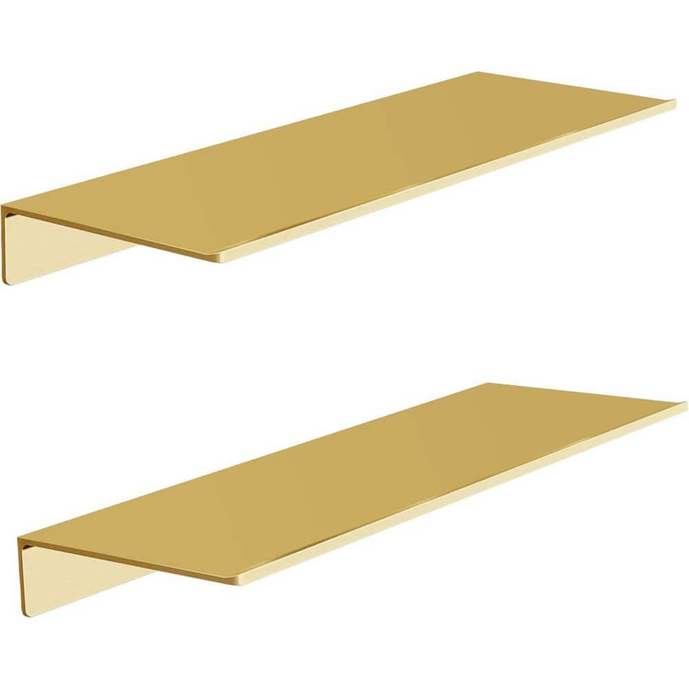 15.7 in. W x 4.9 in. D Brushed Gold Metal Floating Shelves Decorative ...