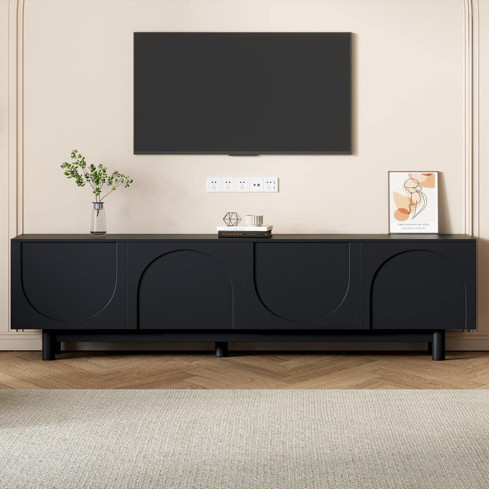 Harper & Bright Designs Black Modern TV Stand Fits TVs up to 78 in ...