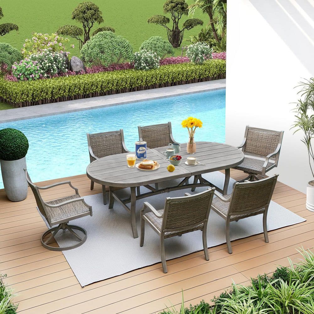 PEAK HOME FURNISHINGS Tampa 7-Piece Aluminum Outdoor Dining Set RA-830045F-830046T-970521 - The ...