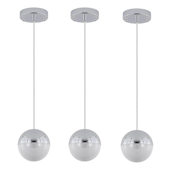mieres 1-Light Chrome Shaded Pendant Light with Globe Design, Dimmable ...
