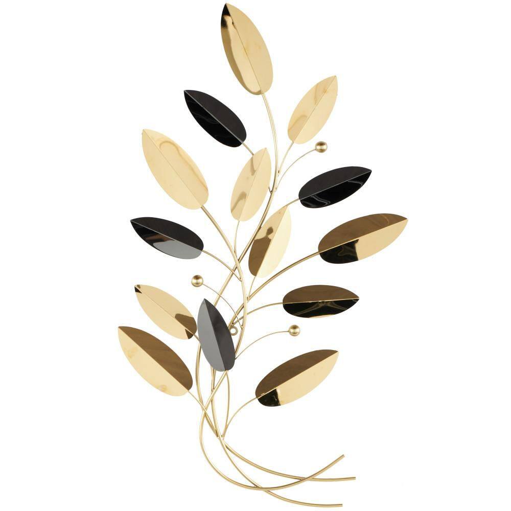 Litton Lane 40 in. x 22 in. Gold Stainless Steel Layered Leaf Metal ...