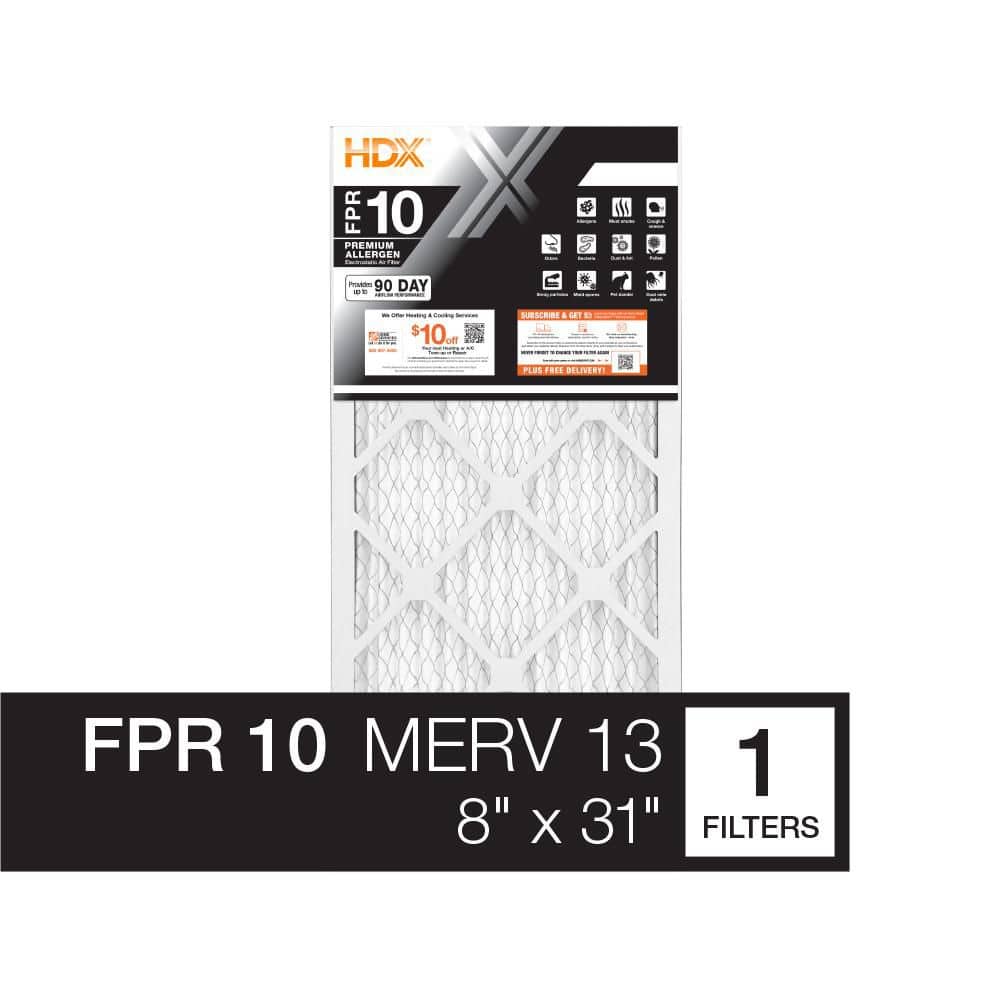 HDX 8 in. x 31 in. x 1 in. Premium Pleated Air Filter FPR 10, MERV 13 ...