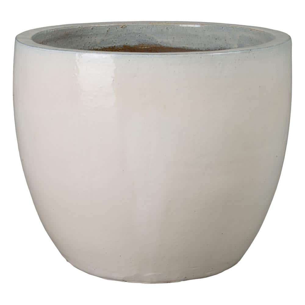 Emissary 28 in. L x 24 in. H White Ceramic Round Planter with High-Fire ...