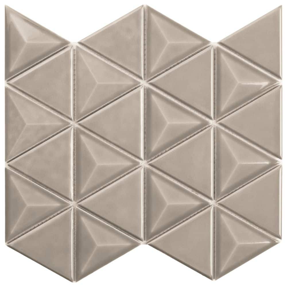 Ivy Hill Tile Medley Triangle Warm Gray 4 in. x 0.39 in. Glossy Ceramic ...