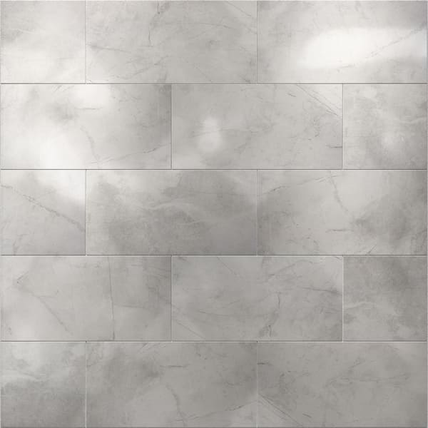 CRUZ BAY STUDIO Pierre 4 in. x 6 in. Light Grey Polished Porcelain Tile ...