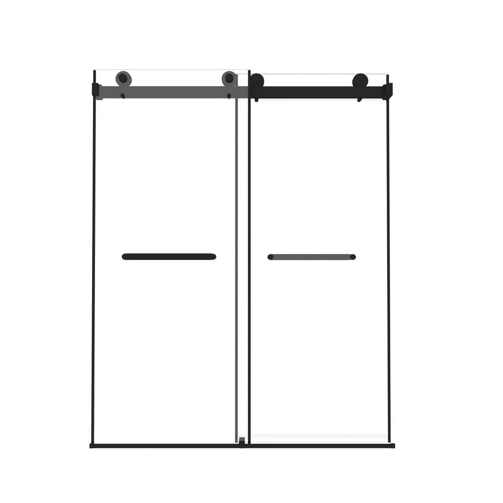 LIVACA 44 in.-48 in. W x 74 in. H Frameless Double Sliding Shower Door ...