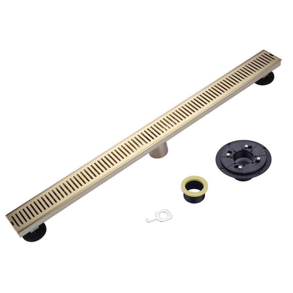 ARCORA 32 in. Linear Shower Drain Stainless Steel with Removable Cover Grate for Bathroom ...