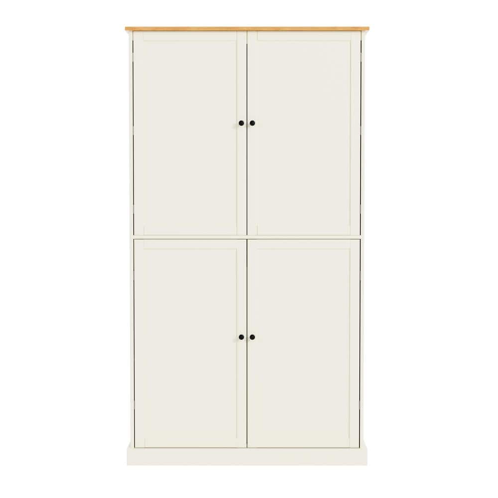 Aoibox 40.2 in. W x 20 in. D x 71.3 in. H Freestanding Kitchen Pantry Cabinet in Cream with 2 ...
