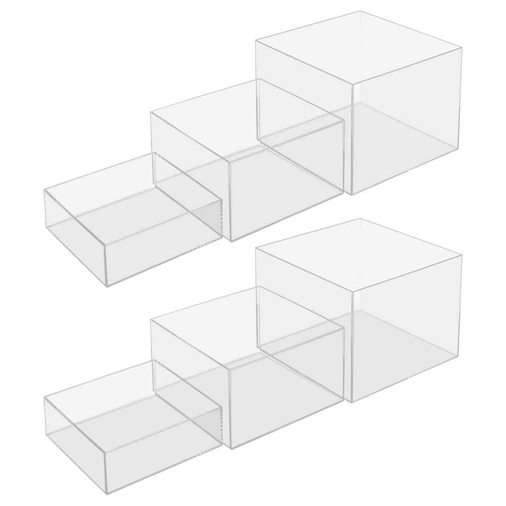 YIYIBYUS Clear 6 in. 7 in. 8 in. 3-Different Sizes Modern Rectangular ...