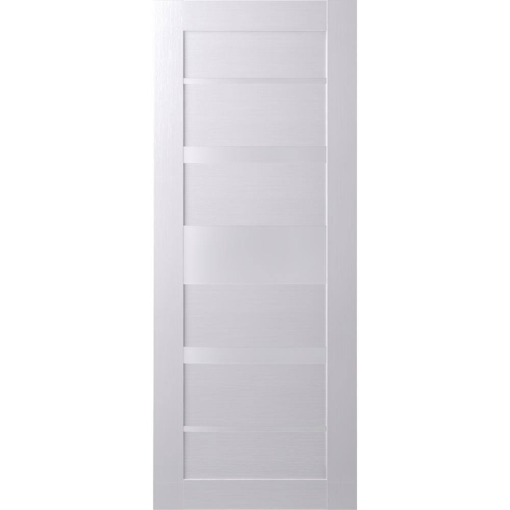 Belldinni 30 in. x 80 in. Kina Bianco Noble Finished Frosted Glass 5 ...