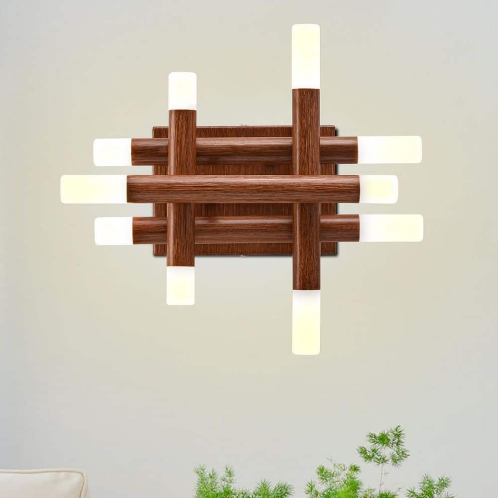Oaks Aura Kyoto 8-Light Cherry Wood Integrated LED Scandi Minimalist ...