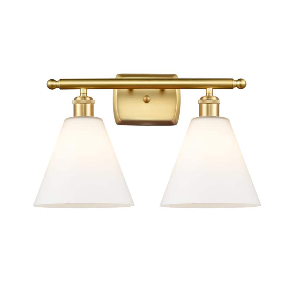 Innovations Berkshire 18 in. 2 Light Satin Gold, Matte White Vanity ...