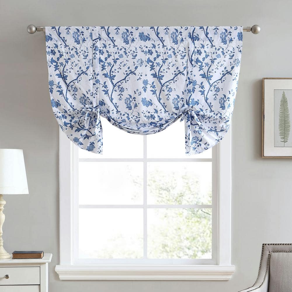 Laura Ashley Elise 1-Piece Medium Blue Floral Cotton Valance ...