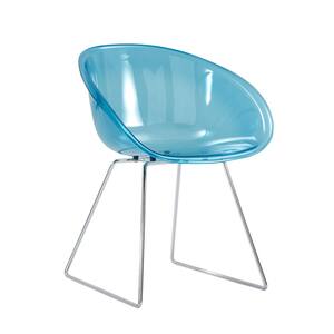 Light Blue Plastic Clear Semicircle Accent Dinning Chair（Set of 2 ...
