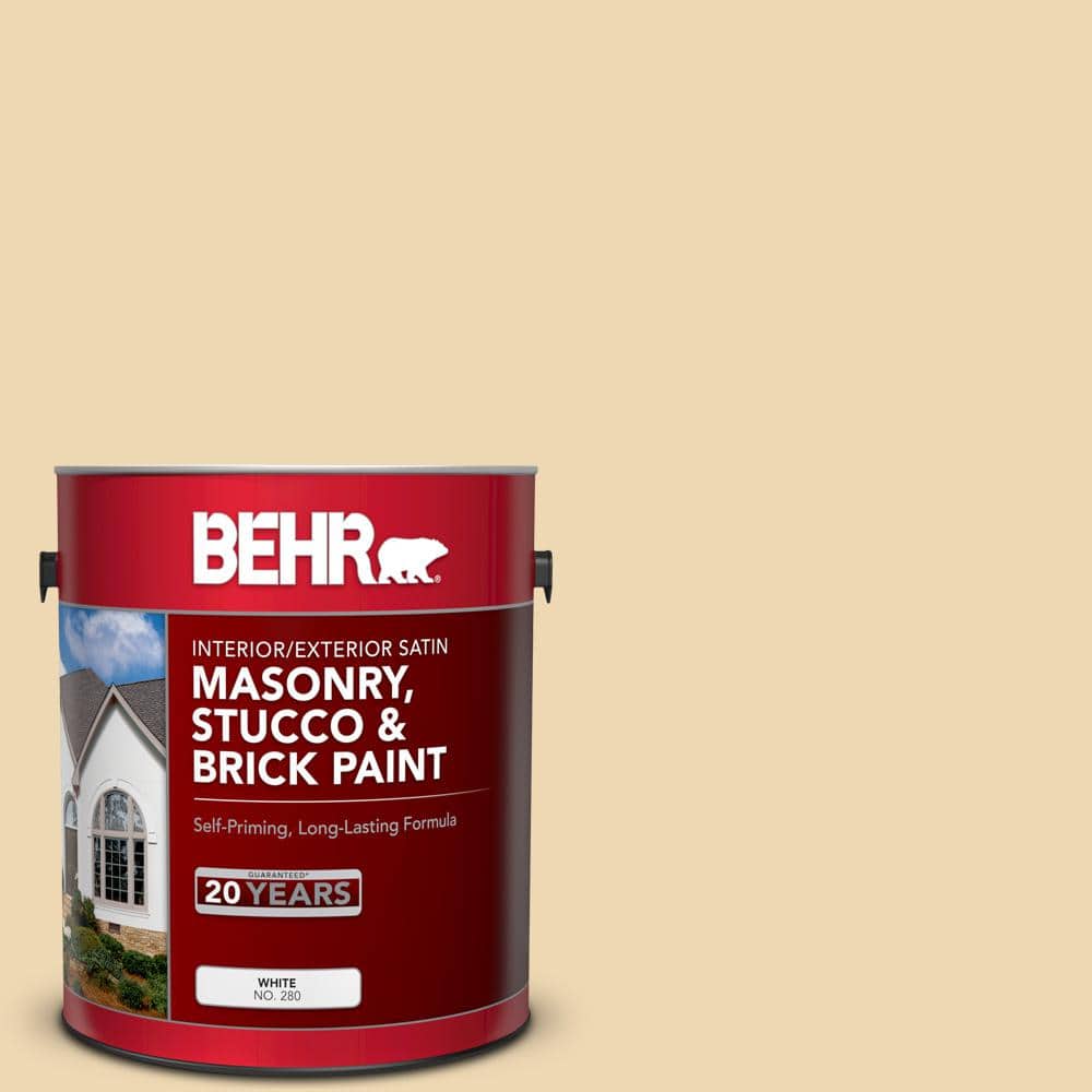 BEHR 1 gal. #PPU6-11 Hummus Satin Interior/Exterior Masonry, Stucco and ...