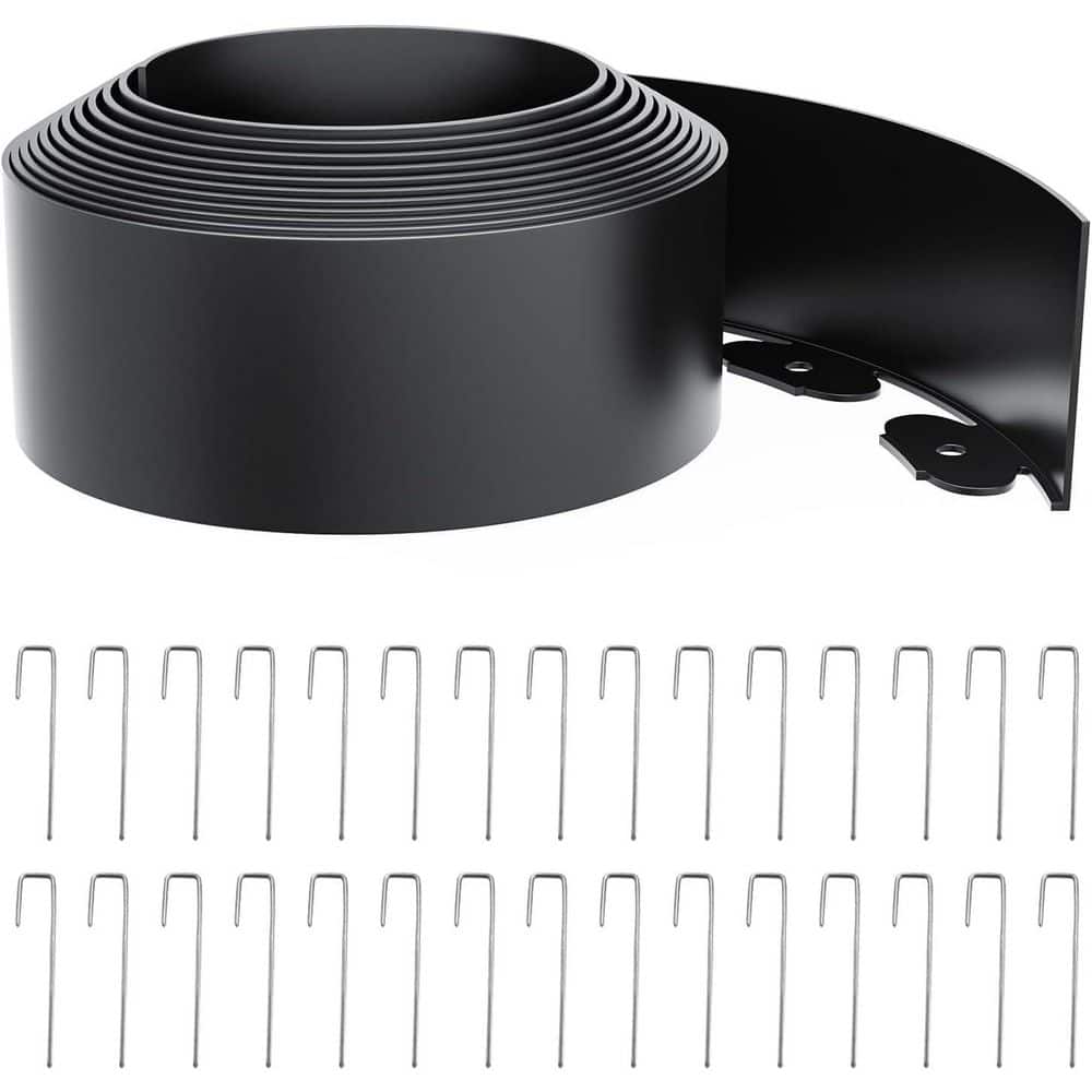 Phewnyzo 20 ft. x 4 in. Plastic Garden Edging with 30 Metal Staples, No ...