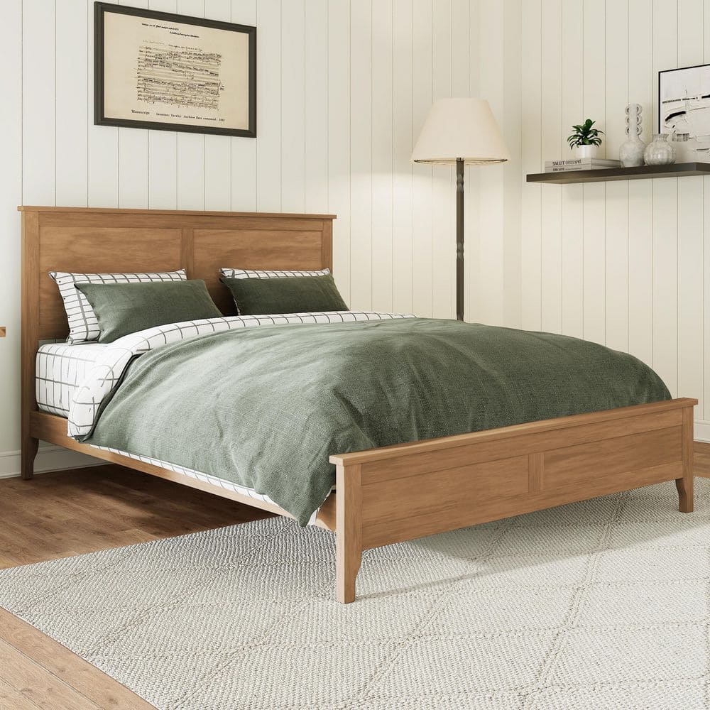 Harper & Bright Designs Seadrift Brown Wood Frame Full Size Elegant ...