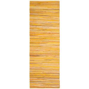 SAFAVIEH Rag Rug Yellow/Multi 4 ft. x 4 ft. Round Striped Area Rug ...