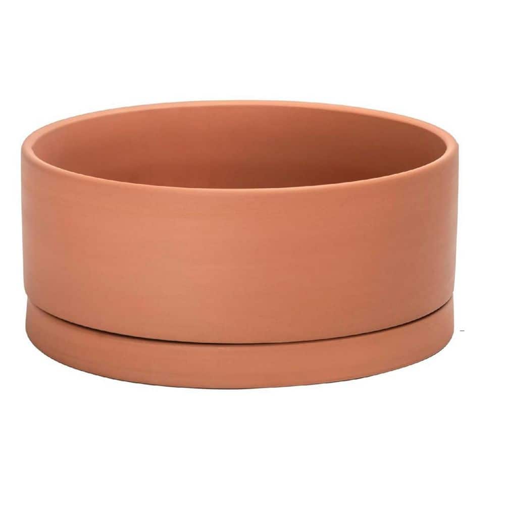 Large Terracotta Indoor/Outdoor Planter with Saucer (12 in. W x 5.2 in ...